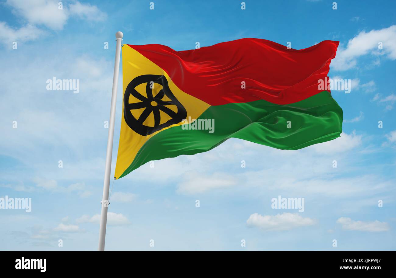 flag of Anglo-Frisian peoples Westereenders at cloudy sky background ...