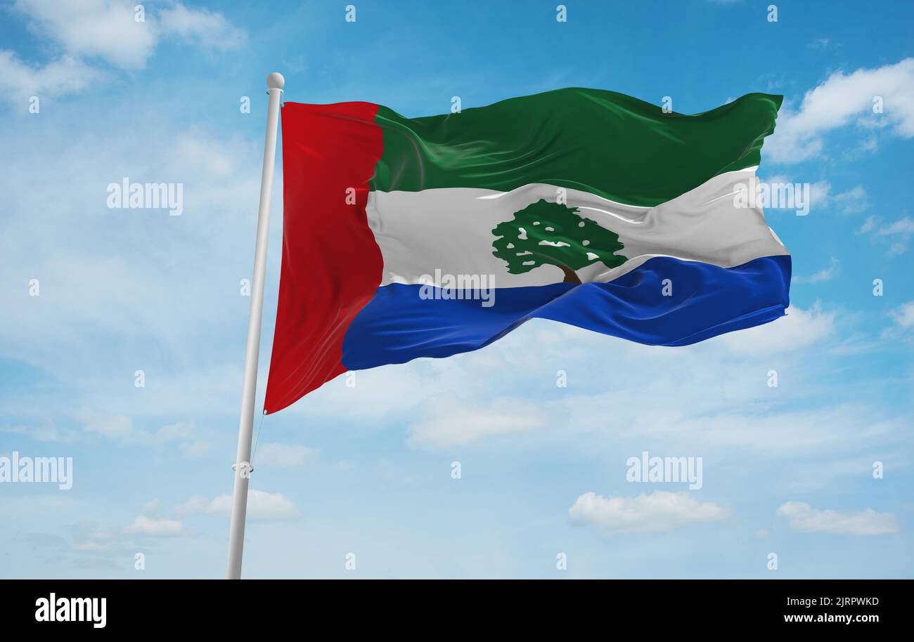 flag of Arab peoples Hadhrami people at cloudy sky background ...