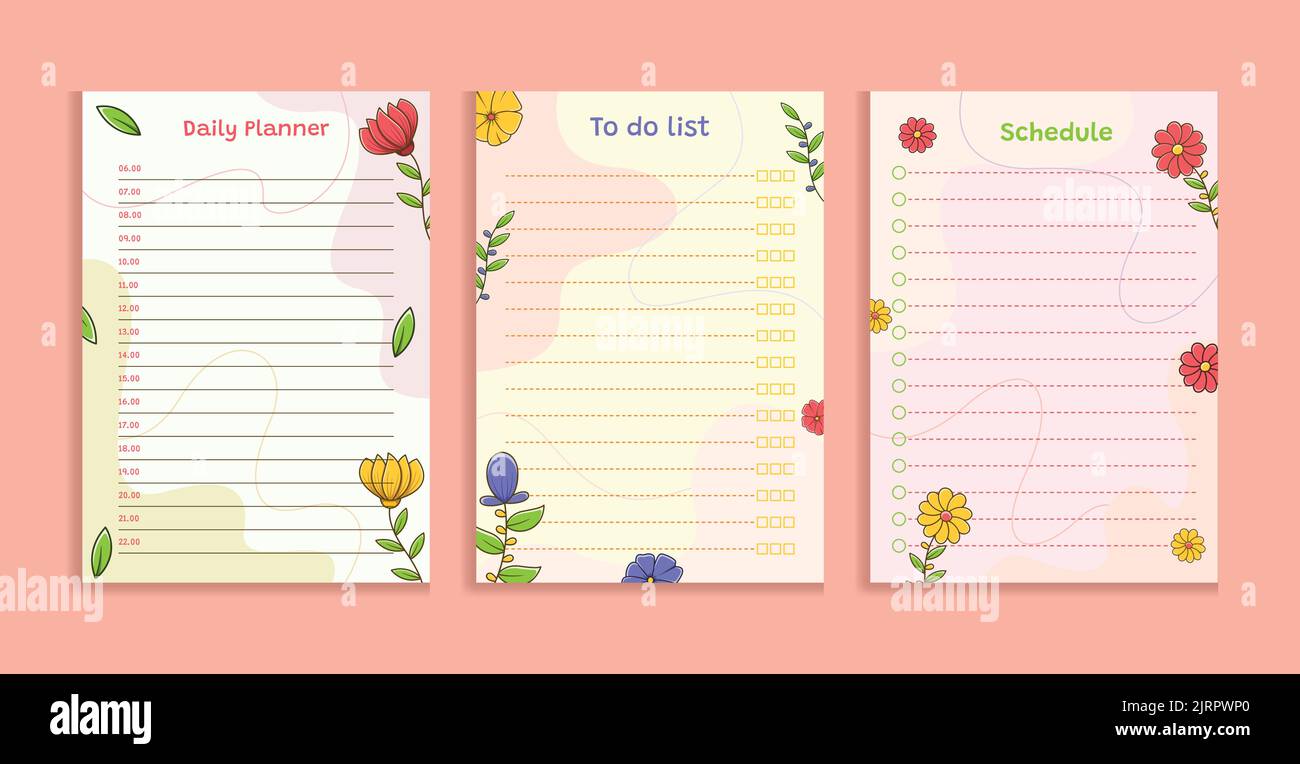 A vector pack of a colorful daily schedule template Stock Vector Image ...