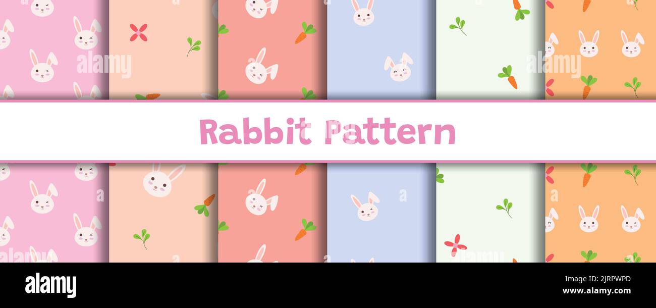 A fun illustration of different pastel colors, rabbits, and carrots ...