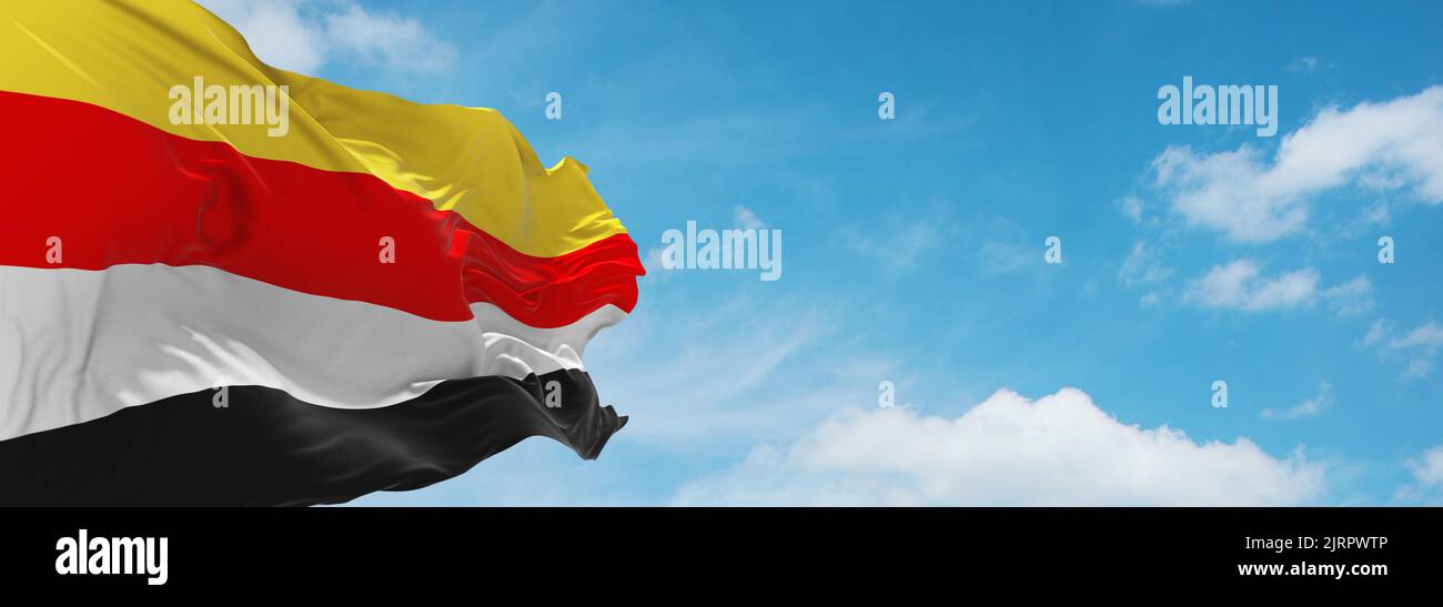 flag of Austronesian peoples Butonese people at cloudy sky background ...