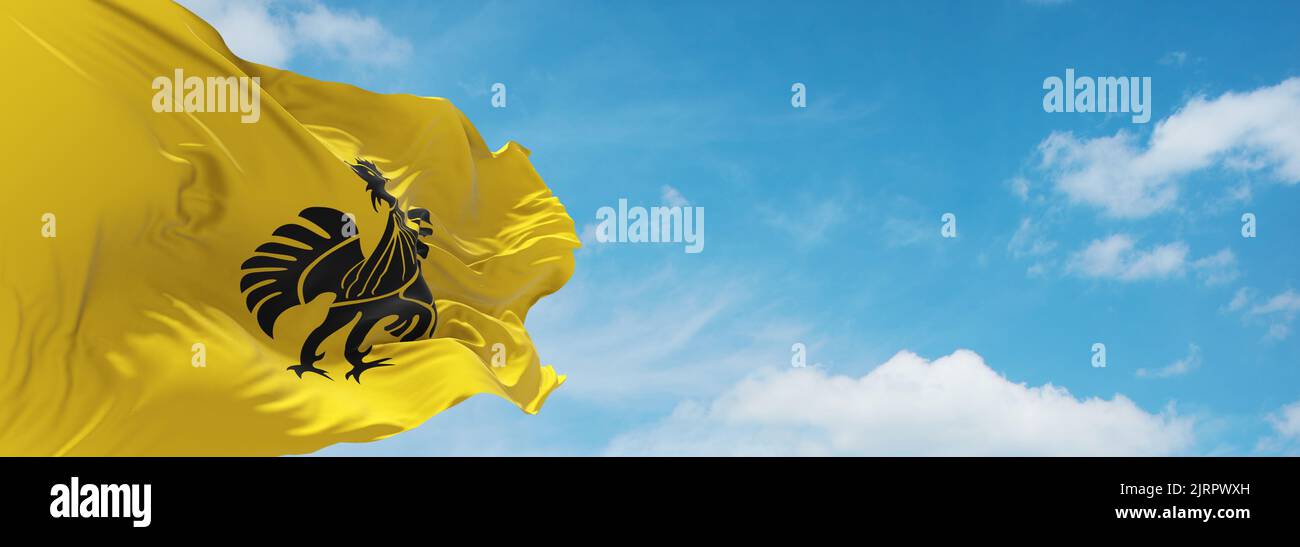 flag of Austronesian peoples Makassar at cloudy sky background ...