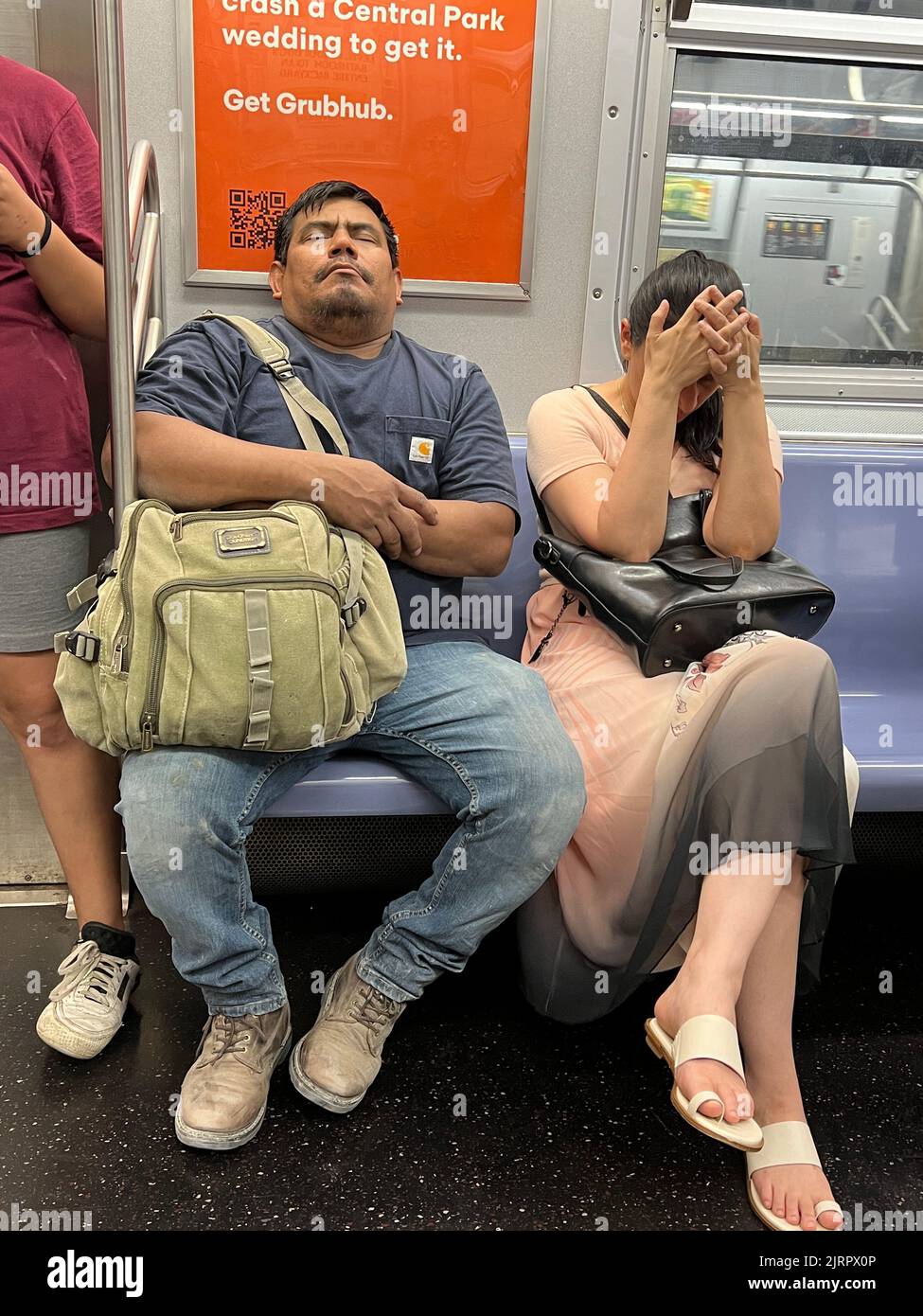Riding a subway train in New York City Stock Photo - Alamy