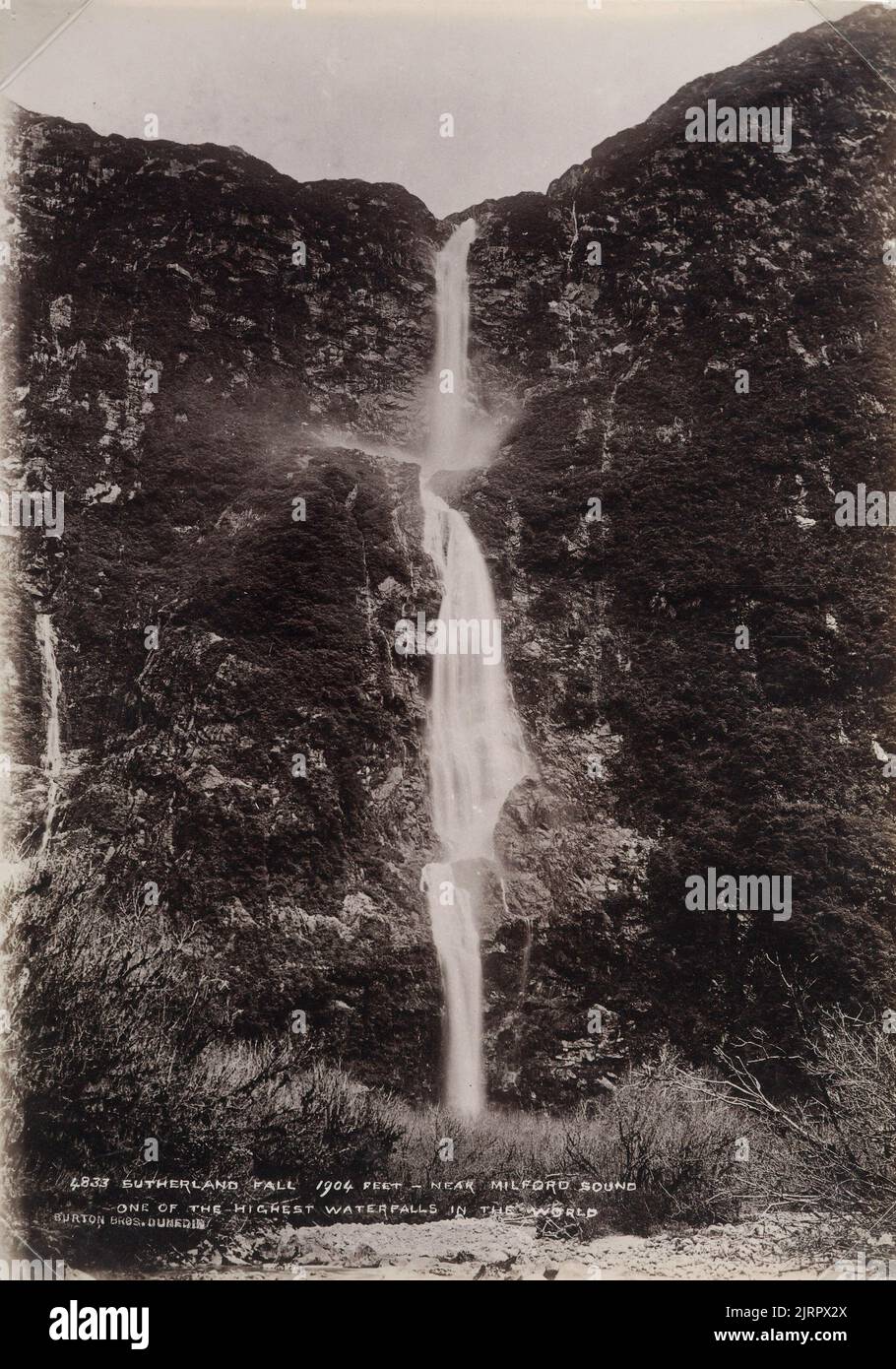 Sutherland Fall, 1904 feet, near Milford Sound. One of the highest ...