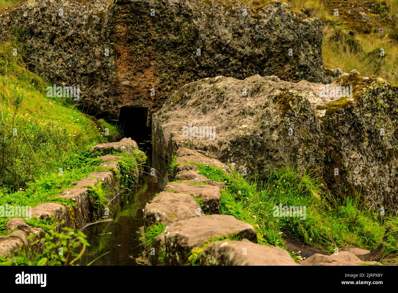 The beautiful Stone Forest Cumbemayo in Cajamarca, Peru on a cloudy day ...