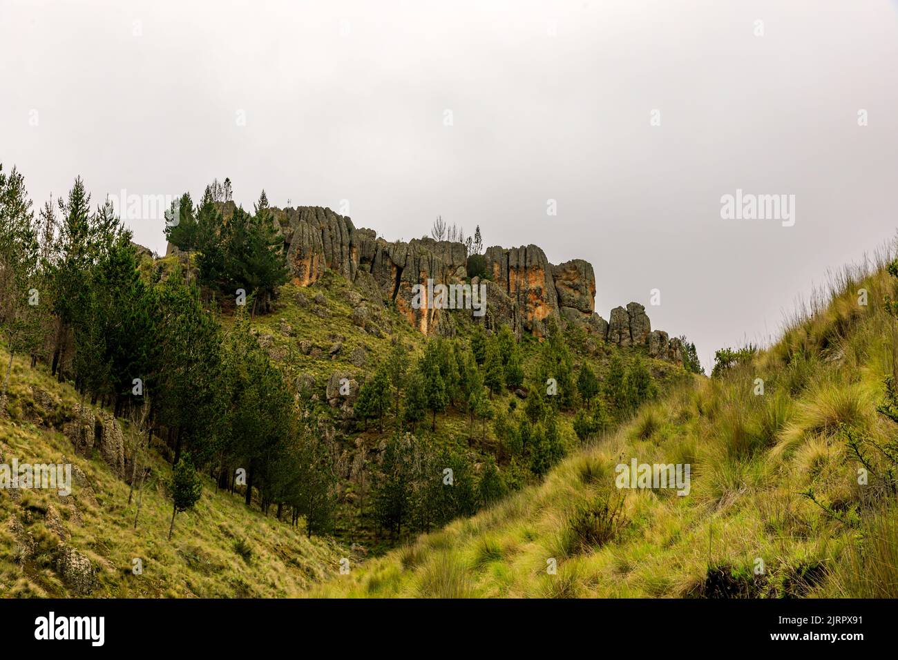 The beautiful Stone Forest Cumbemayo in Cajamarca, Peru on a cloudy day ...