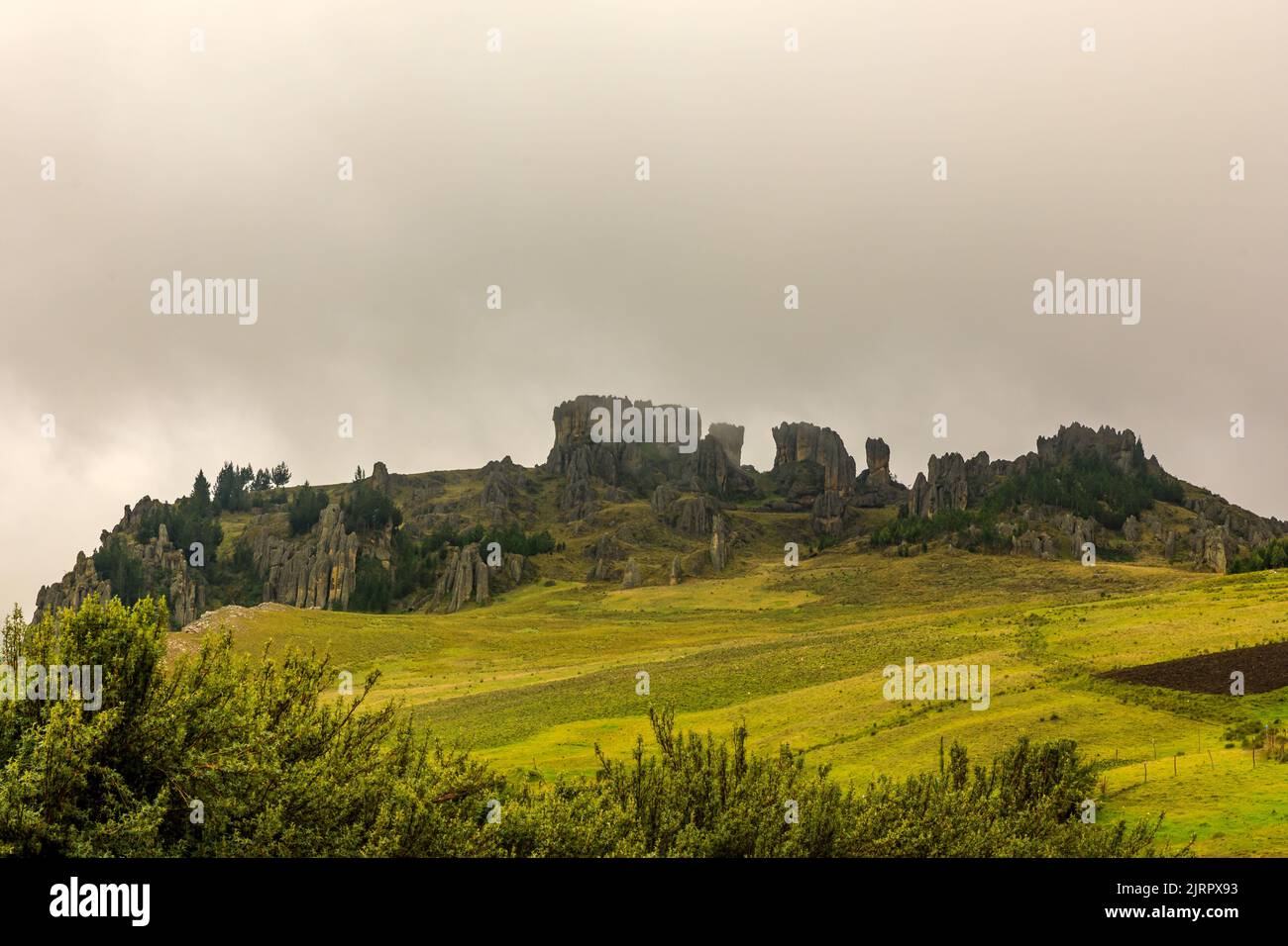 The beautiful Stone Forest Cumbemayo in Cajamarca, Peru on a cloudy day ...