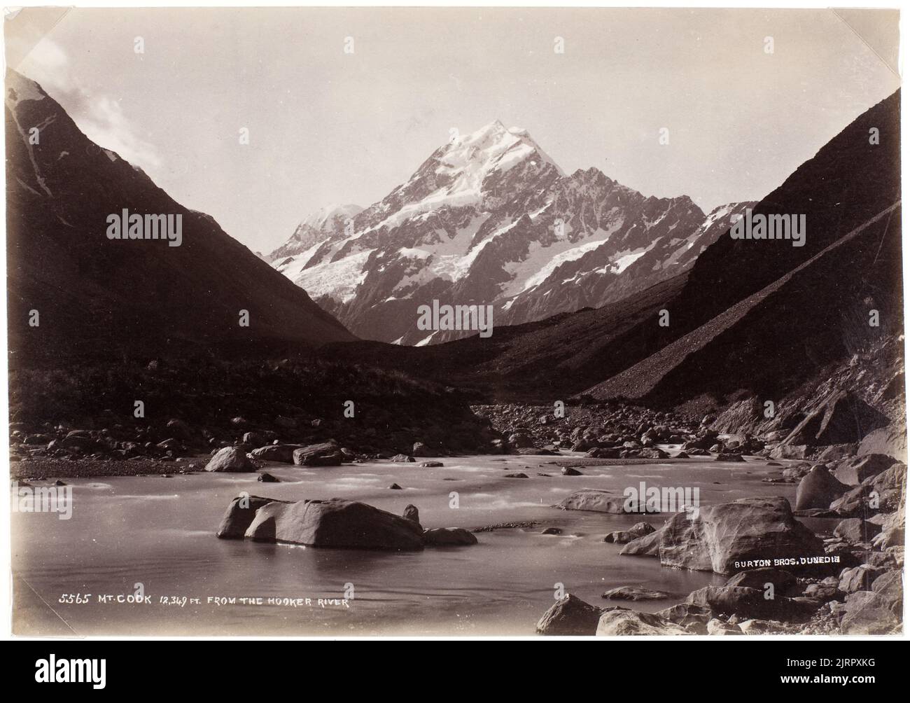 Mount Cook, 12,349 feet, from the Hooker River, 1893, Dunedin, by ...