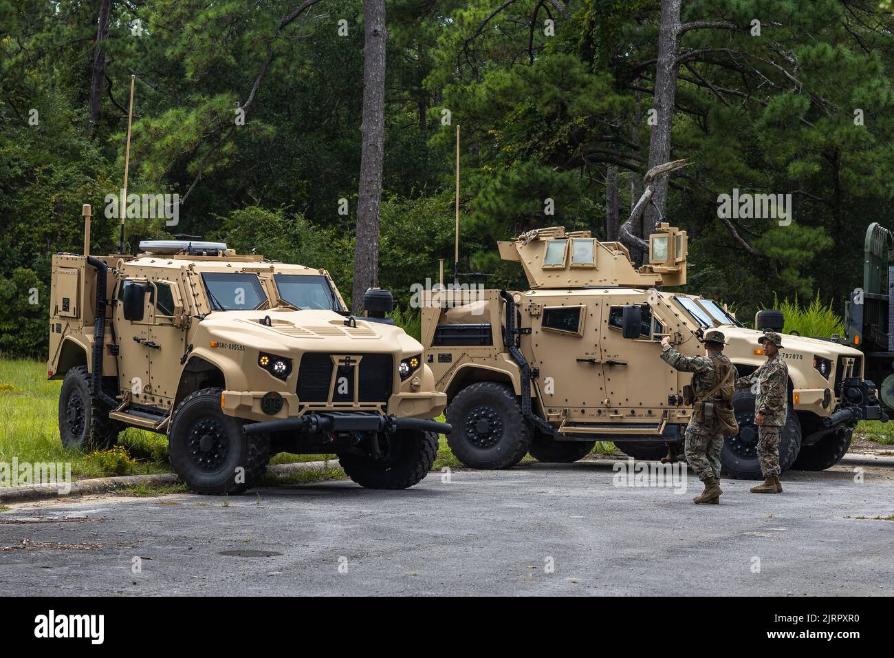 U.S. Marines assigned to 26th Marine Expeditionary Unit communicate ...