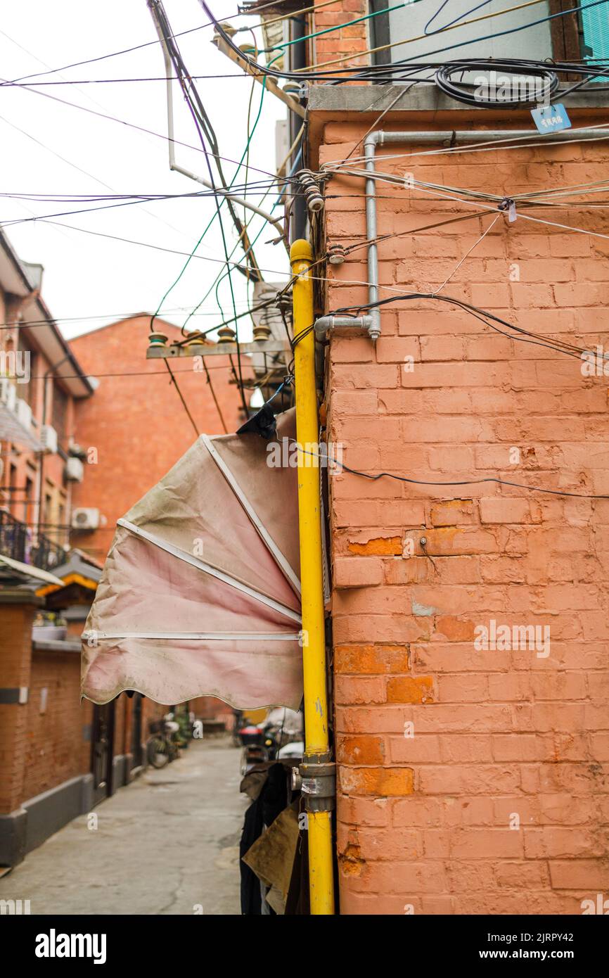A closeup shot of a wall in a typical Shanghai residential area Stock ...
