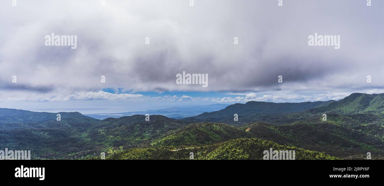 A panoramic view of the El Yunque National Forest in Puerto Rico on a ...