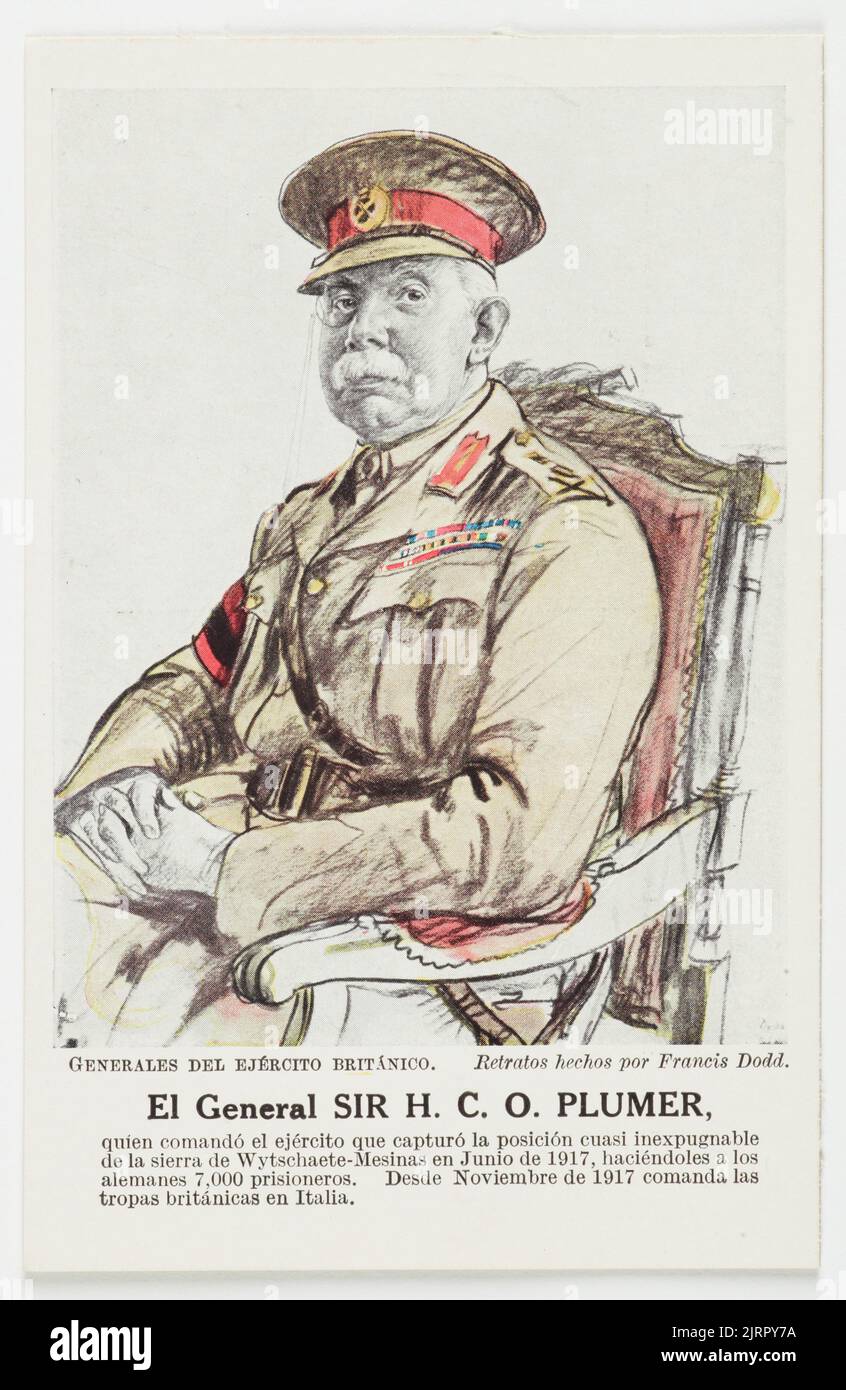 El General Sir H.C.C. Plumer, circa 1918, Spain, by Francis Dodd Stock ...
