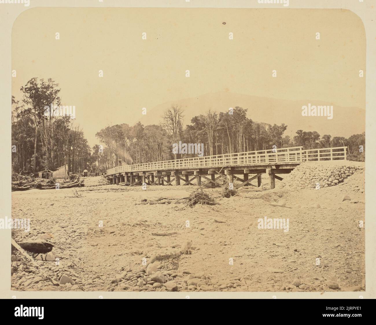 The Taipo bridge, West Coast road, 1868, West Coast, by Daniel Mundy ...