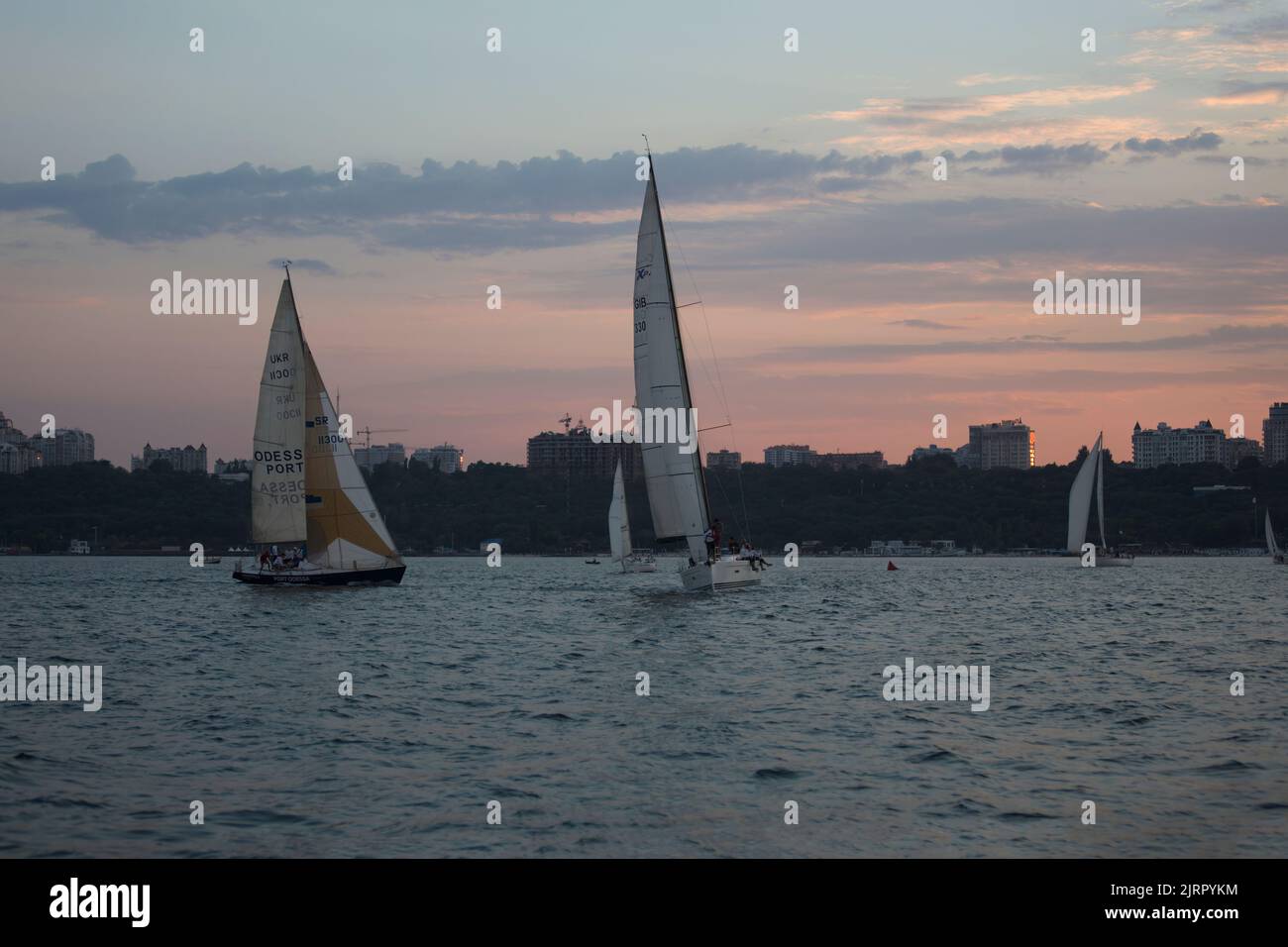 Sailing yacht regatta. Sailboats under sail in the race. Yachting ...