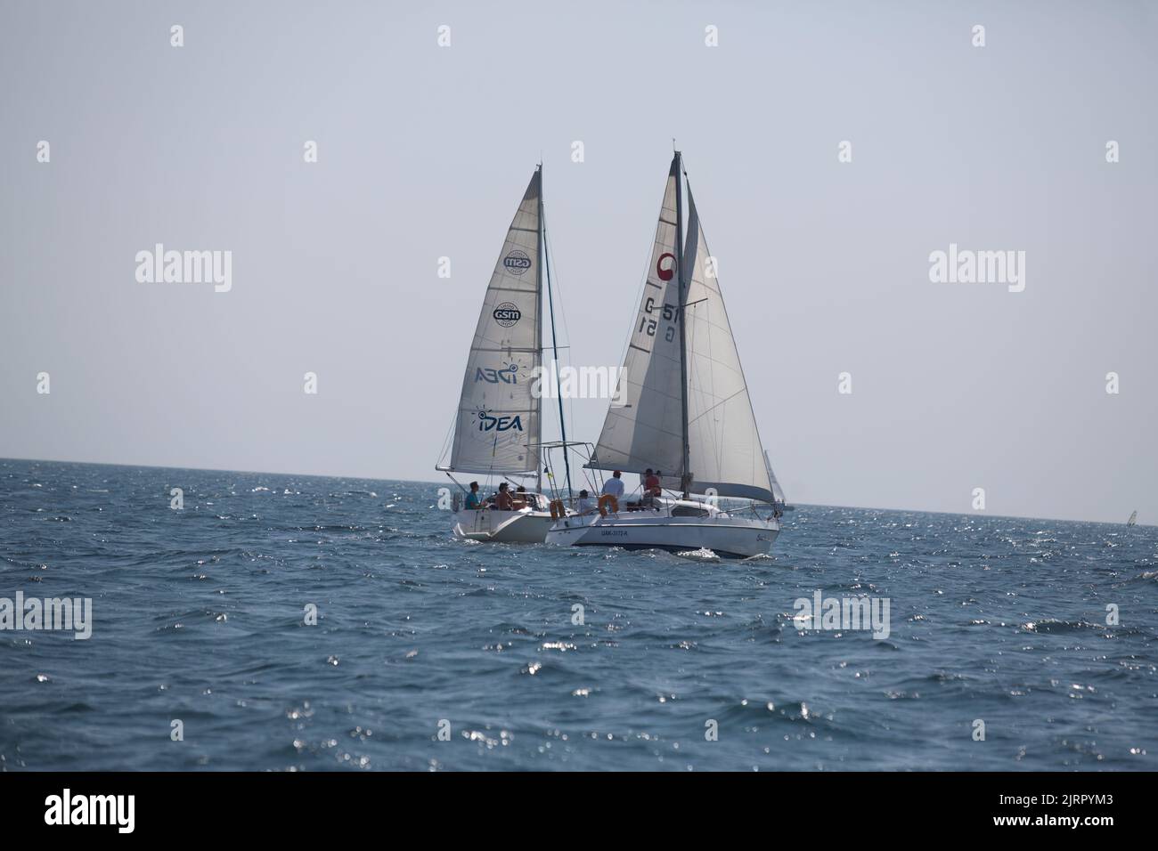 Sailing yacht regatta. Sailboats under sail in the race. Yachting ...
