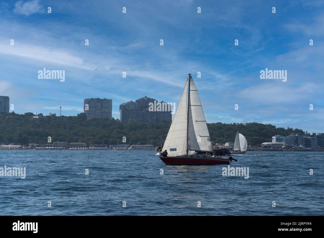 Sailing yacht regatta. Sailboats under sail in the race. Yachting ...