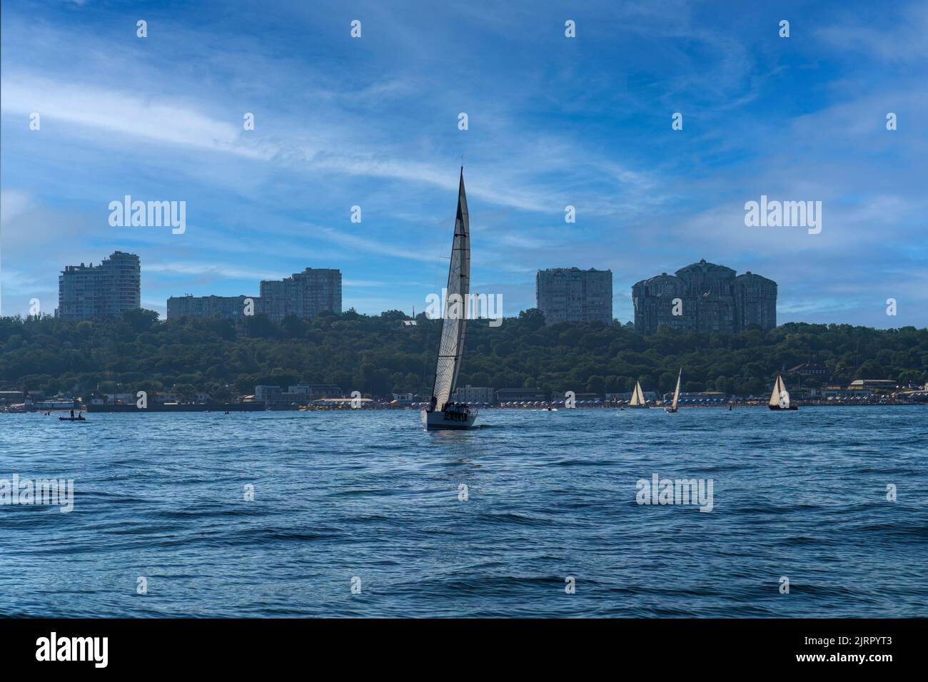 Sailing yacht regatta. Sailboats under sail in the race. Yachting ...