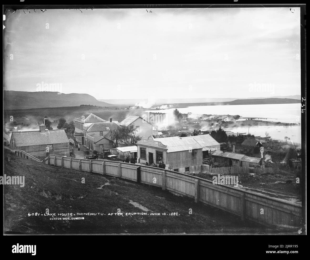 Lake House, Ohinemutu, after eruption 10.6.1886, 1886, North Island, by ...