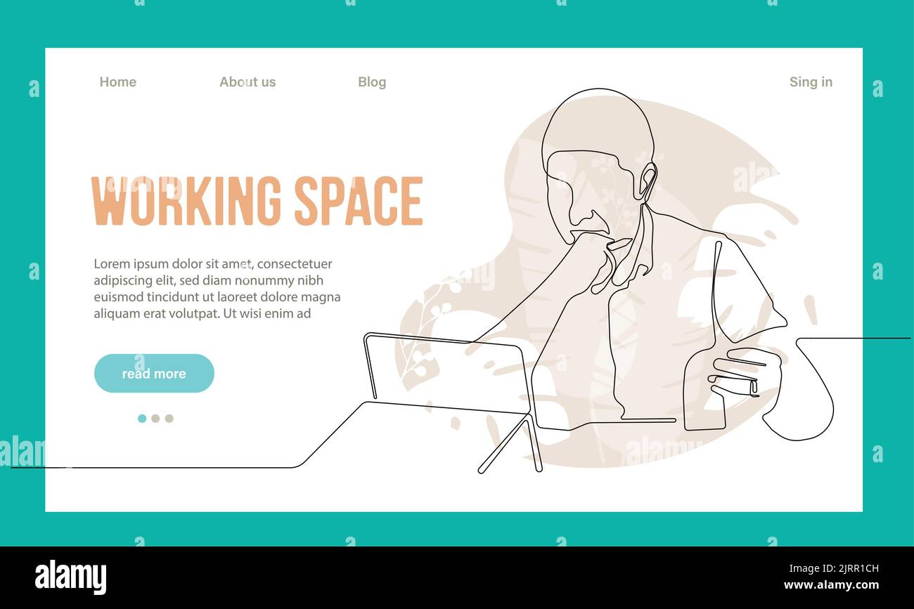 Coworking Space Landing Page Flat Cartoon Template. Freelancers Team ...