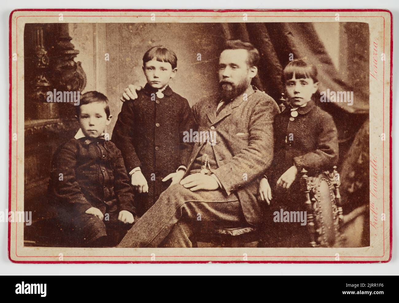 Man and three children, circa 1880, Venice, by Fratelli Vianelli Stock ...