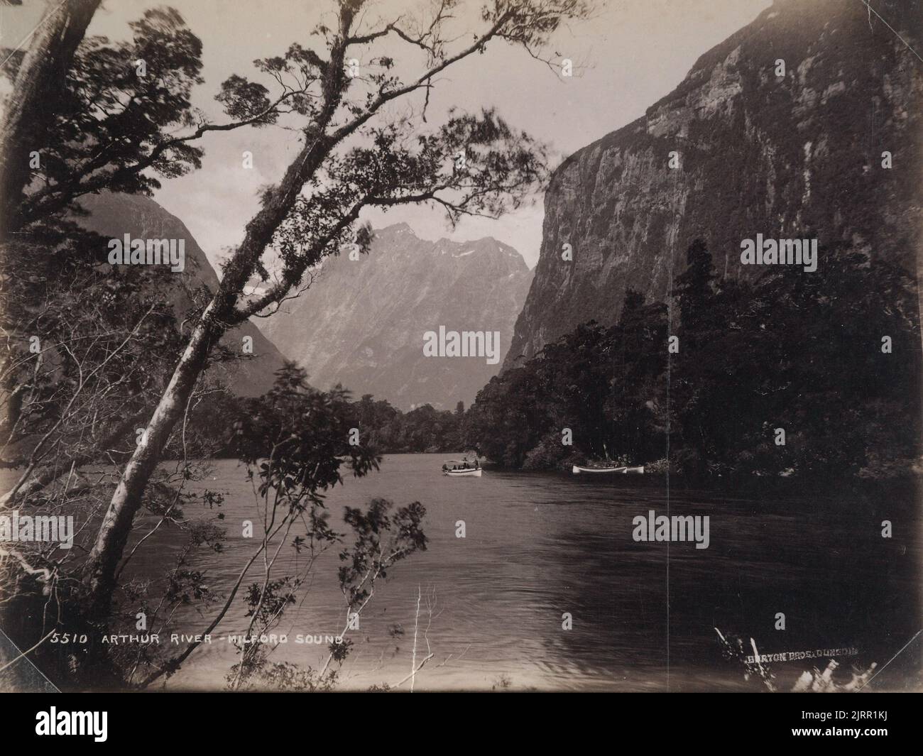 Arthur River - Milford Sound, 1893, New Zealand, by Burton Brothers ...