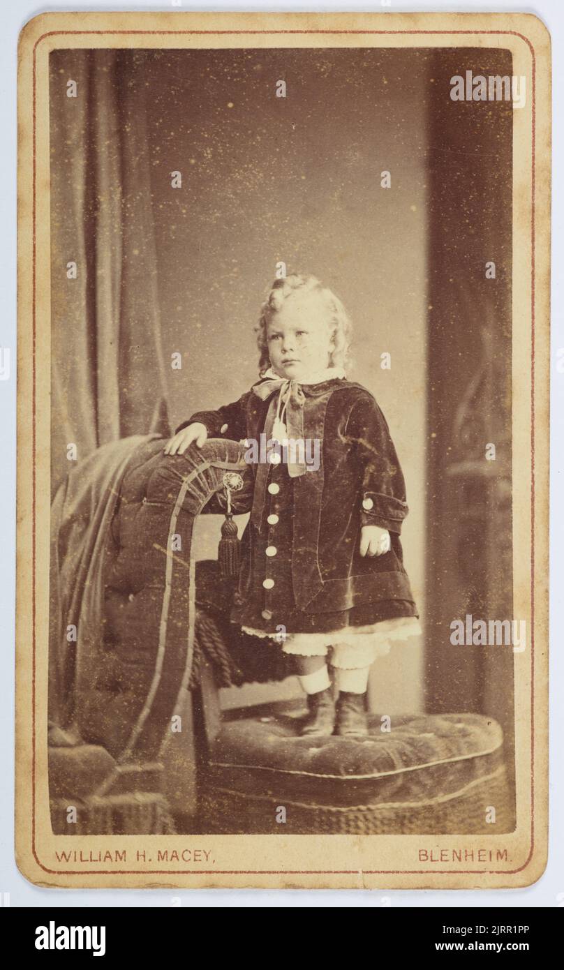Child wearing a velvet coat. From the album: Oliver family album, circa 1880, Blenheim, by ...