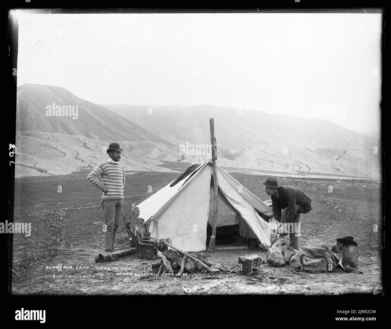 'Our camp', near Te Ariki, after eruption June 10 1886 Stock Photo - Alamy