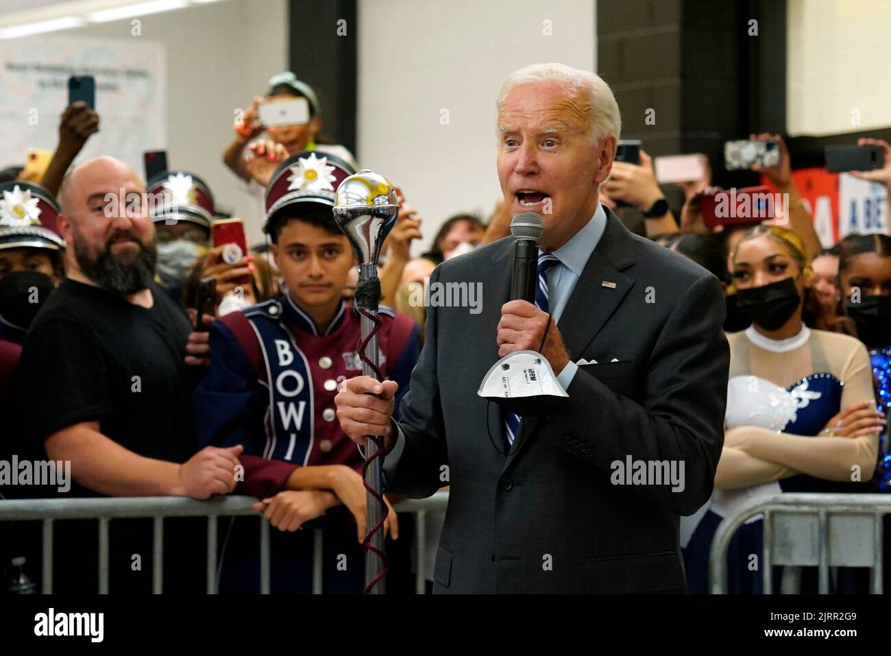 Rockville, USA. 25th Aug, 2022. US President Joe Biden holds a marching ...
