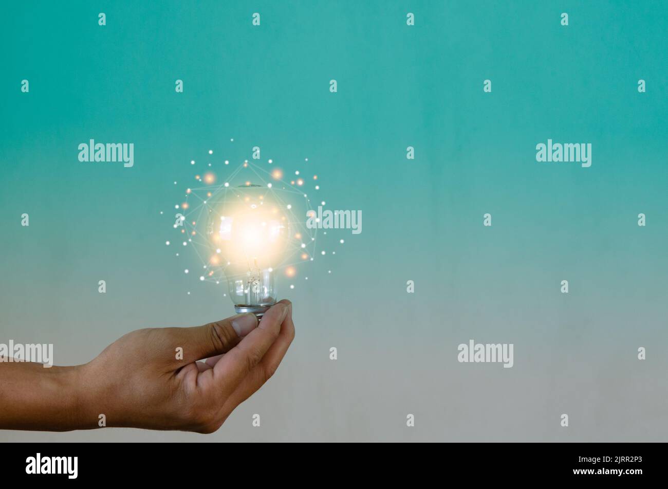 Man holding light bulbs ideas innovation technology and creative ...