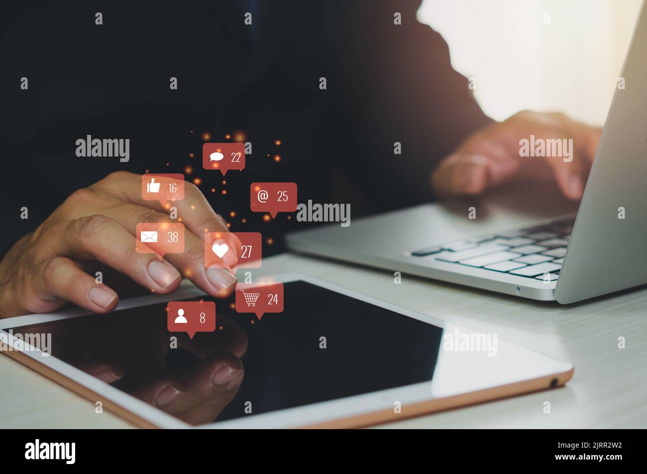 Social media business concept and marketing online technology digital ...