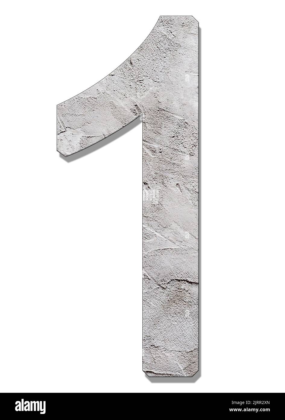 Number 1 with concrete texture, on white background Stock Photo - Alamy