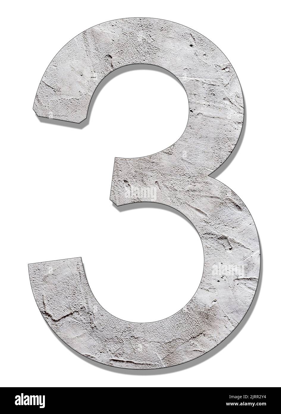 Number 3 with concrete texture, on white background Stock Photo - Alamy