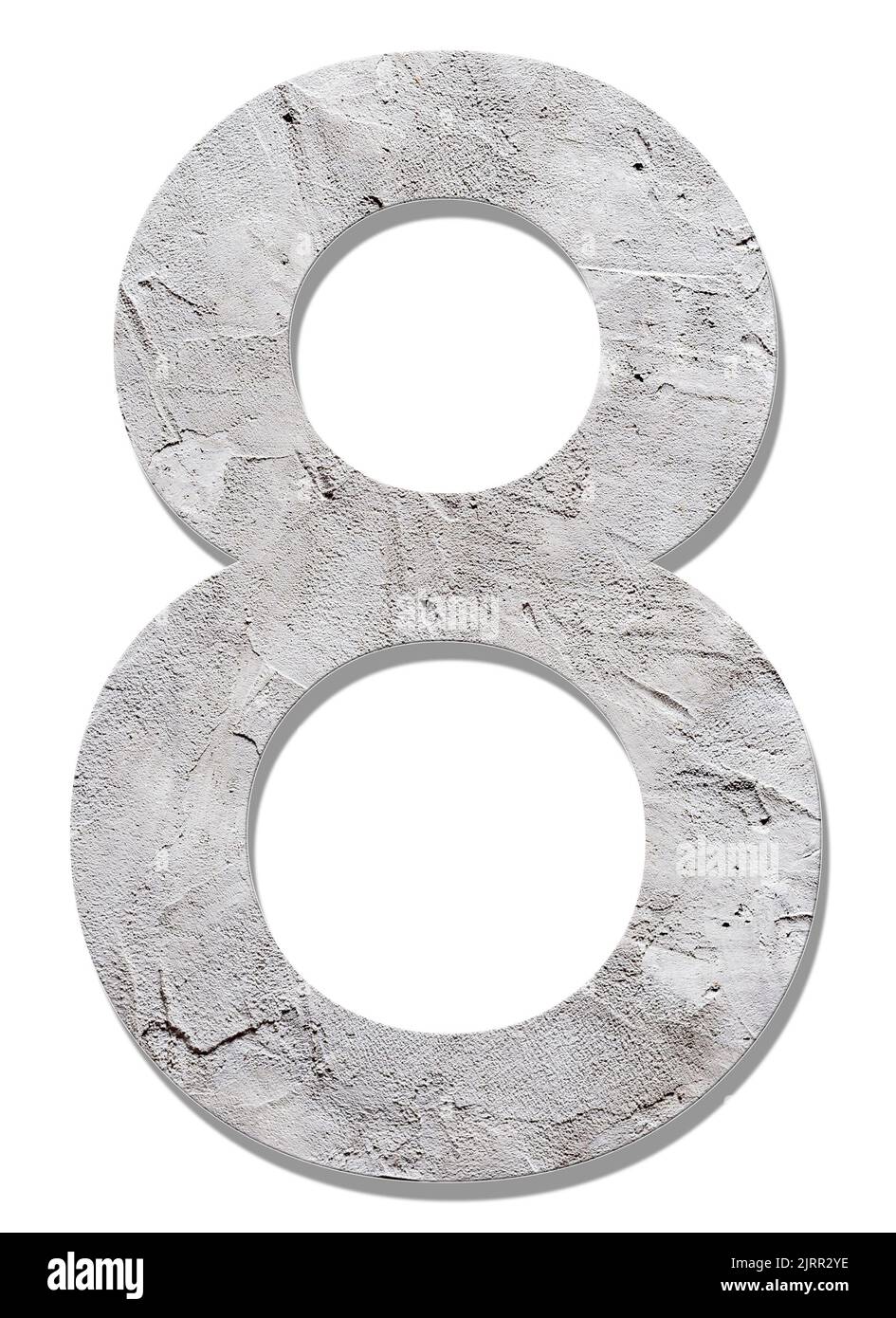 Number 8 with concrete texture, on white background Stock Photo - Alamy