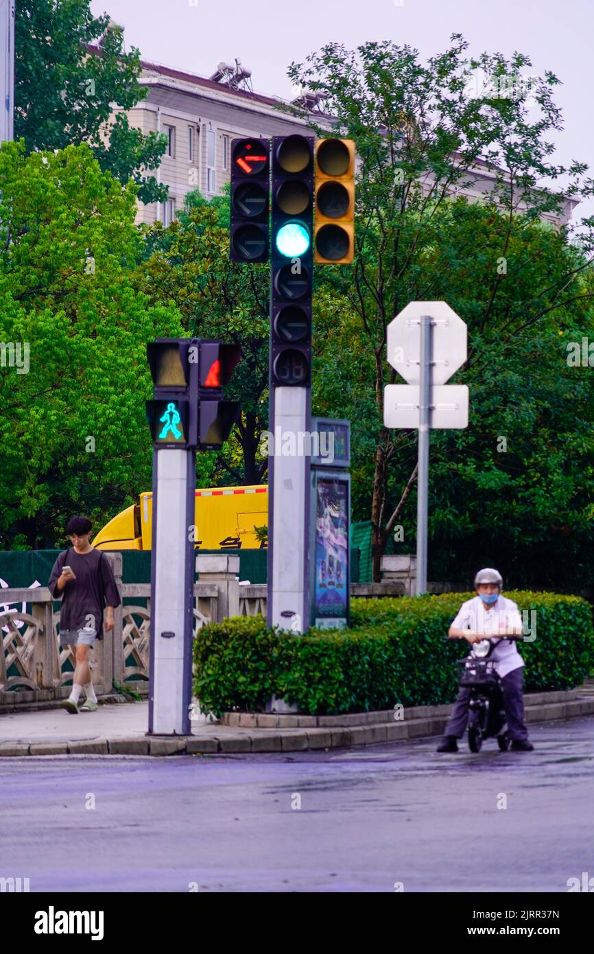 SUZHOU, CHINA - AUGUST 23, 2022 - New traffic lights guide vehicles in ...