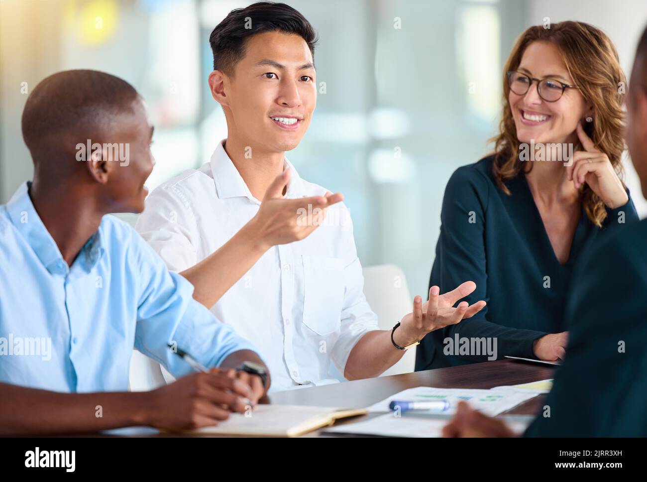 Collaboration of business people in meeting for project management ...