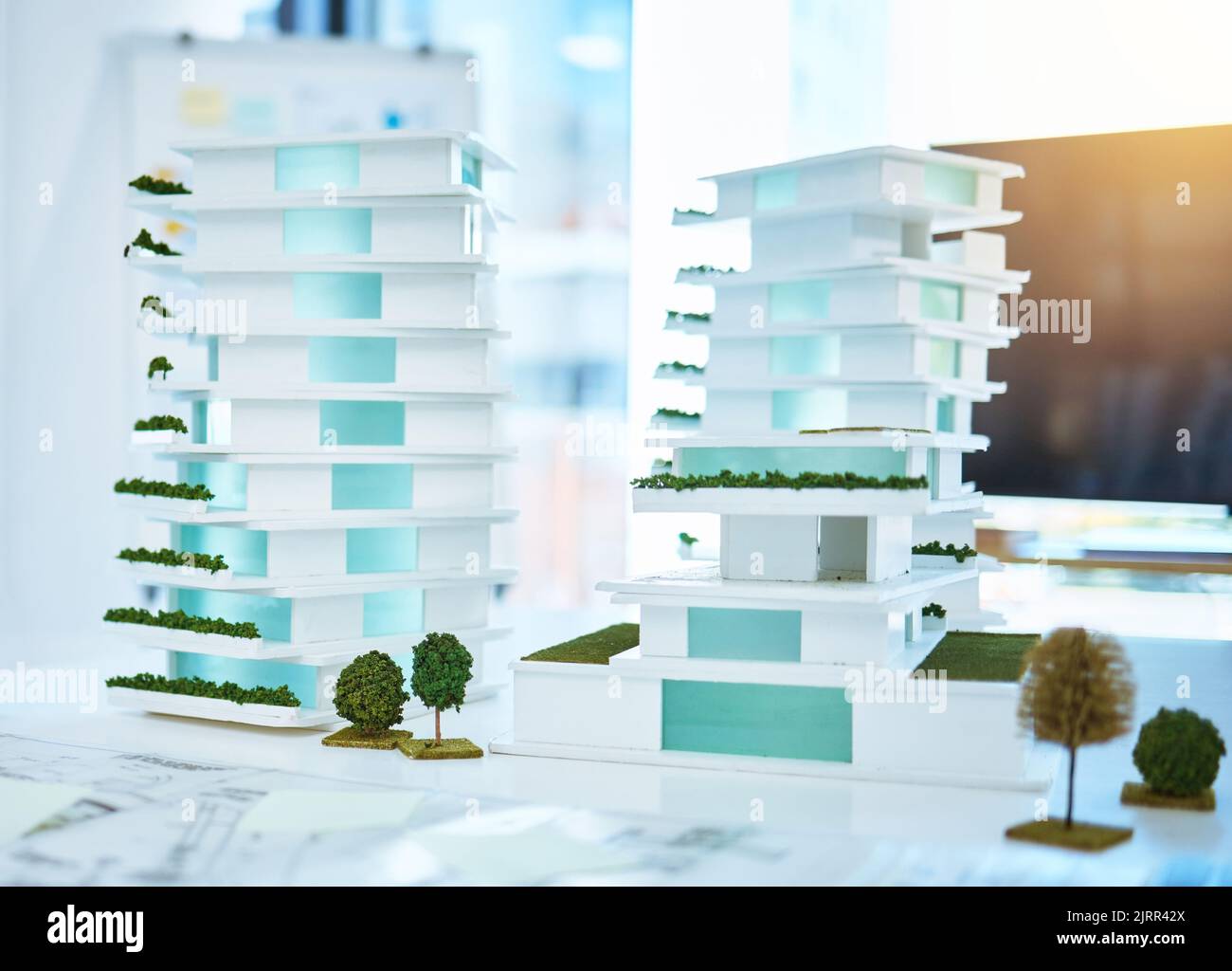 Building real estate model on a table in an architecture or ...