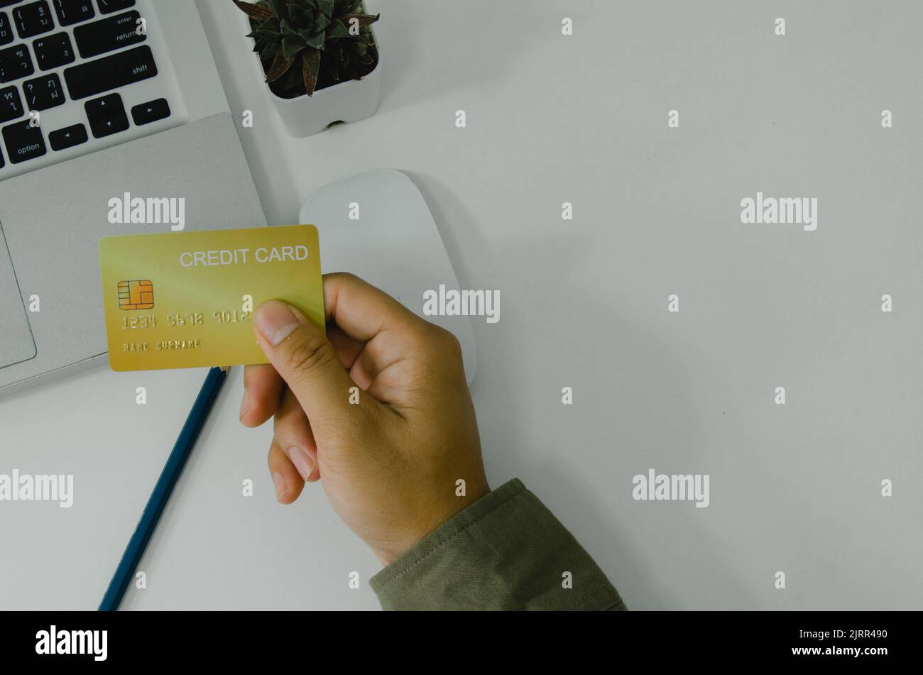 Man holding credit card business finance shopping online payment ...