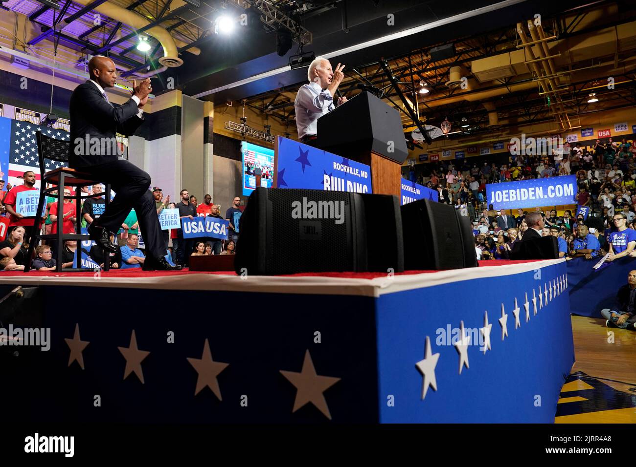 US President Joe Biden participates in a rally for the Democratic ...