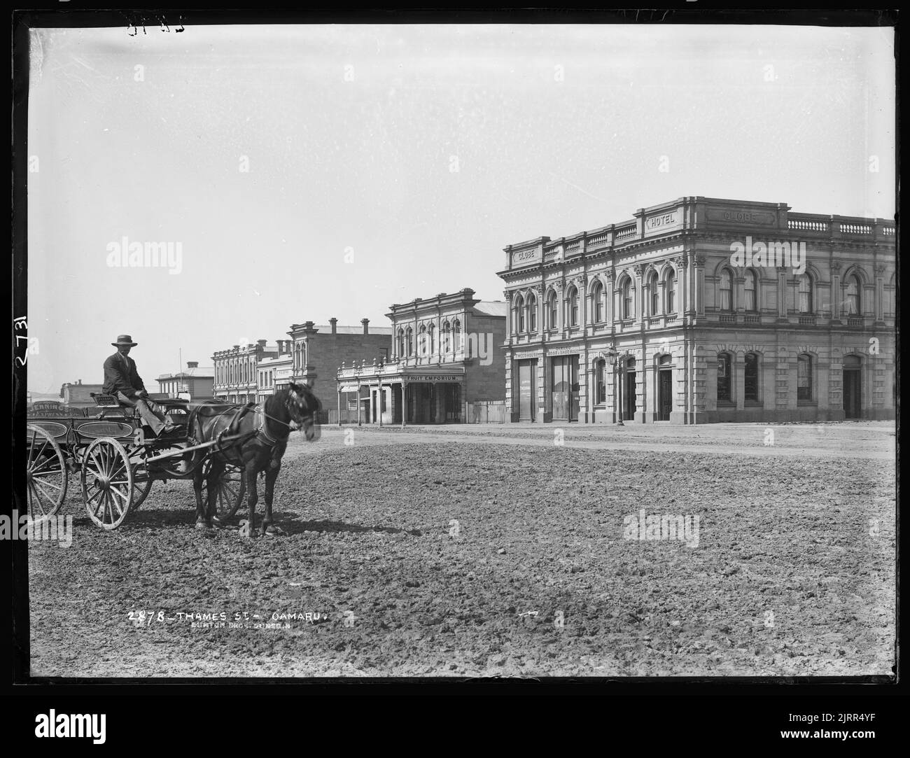 Thames Street, Oamaru, 1880s, Dunedin, by Burton Brothers Stock Photo ...