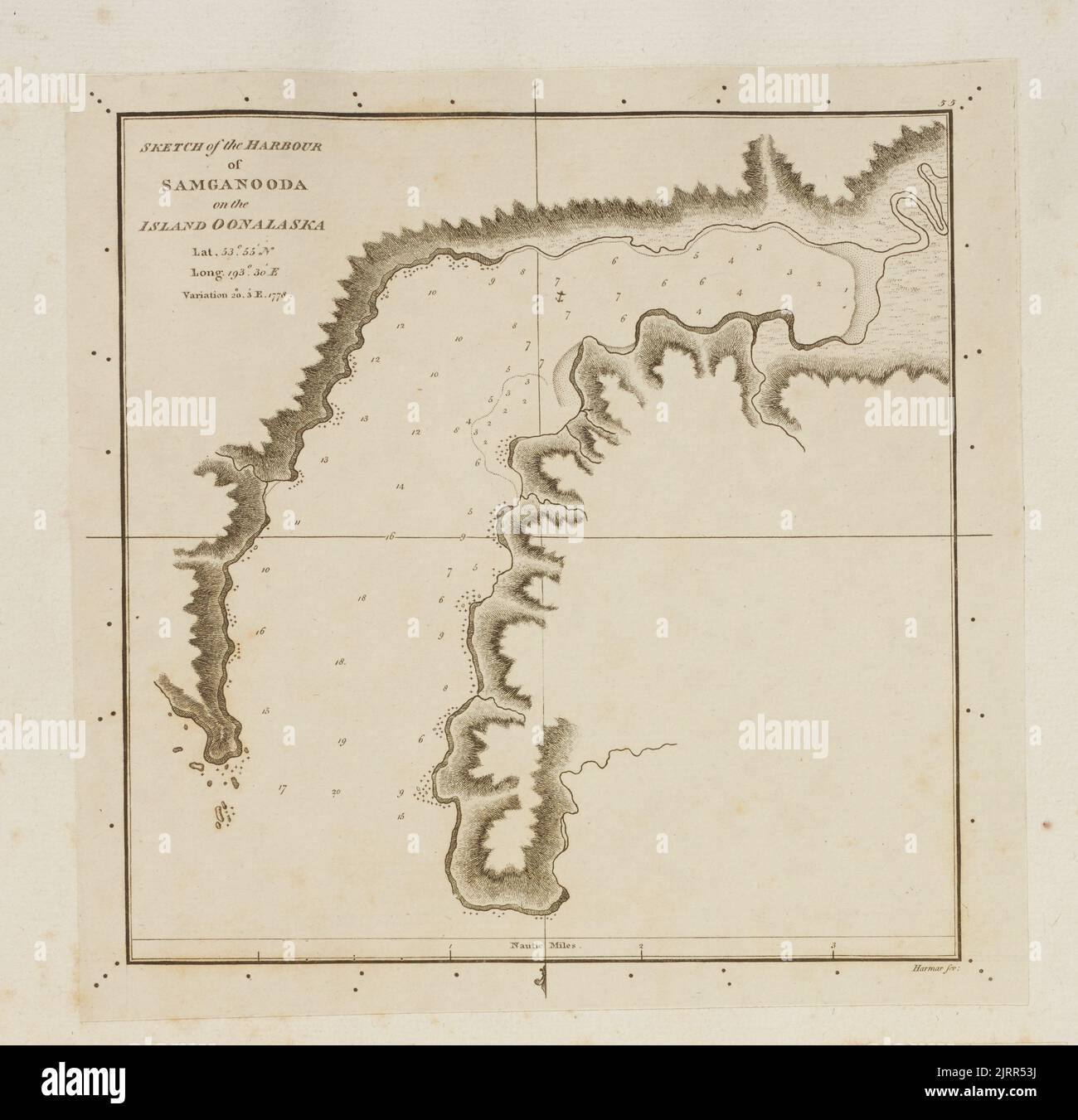Sketch of the harbour of Samganooda on the Island of Oonalaska Lat. 53* ...
