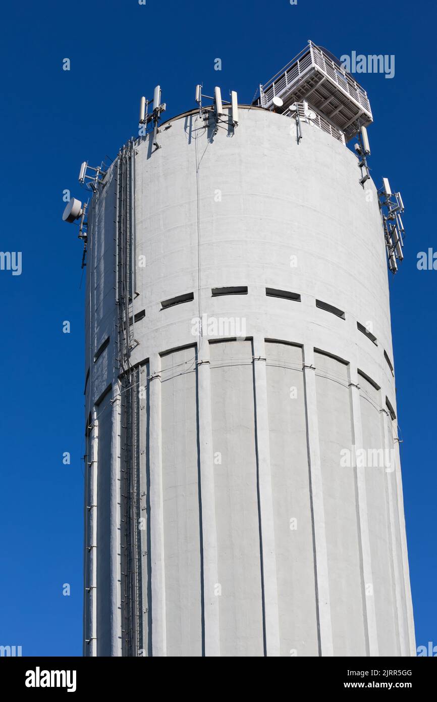 Picture of a big old water tower made of concrete Stock Photo - Alamy