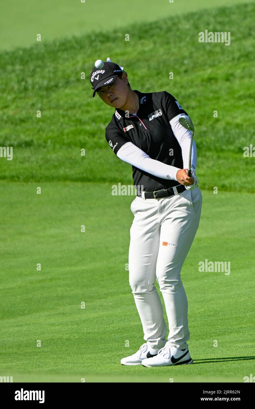 OTTAWA, ON - AUGUST 25: Yuka Saso (PHI) chips on to 14 during Rd1 of ...