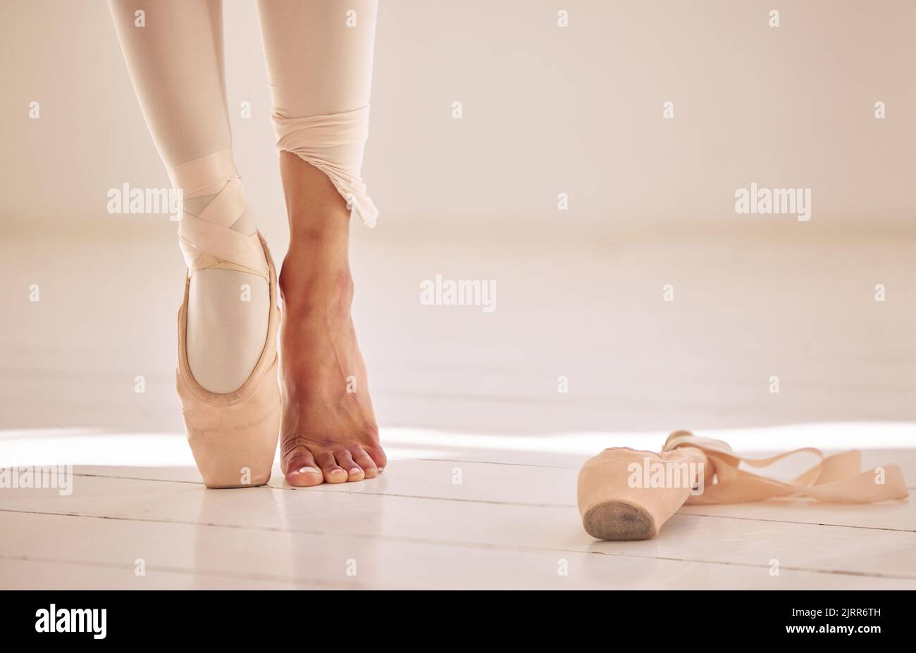 Ballet, dance and toe shoes with a ballerina or creative artist ...
