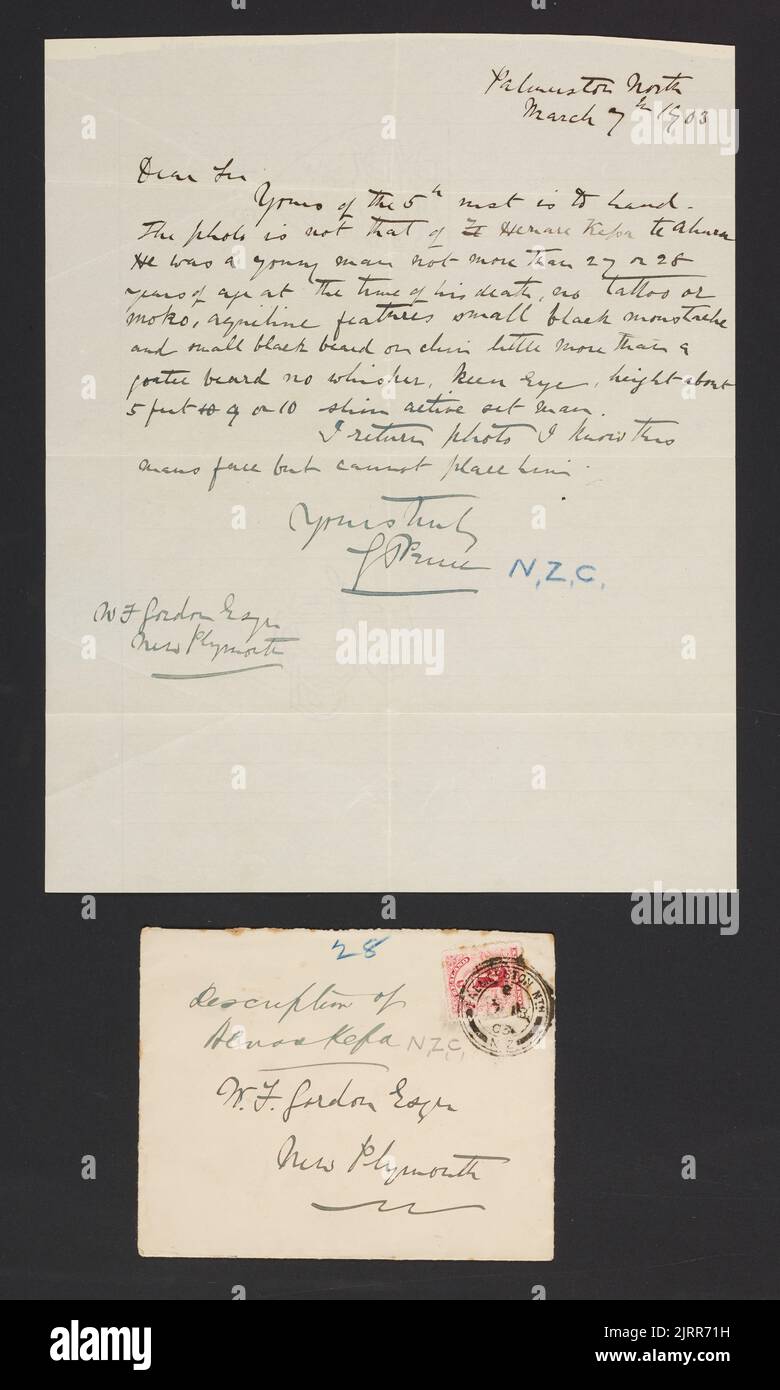 Letter to W. F. Gordon re identification of an alleged photograph of ...