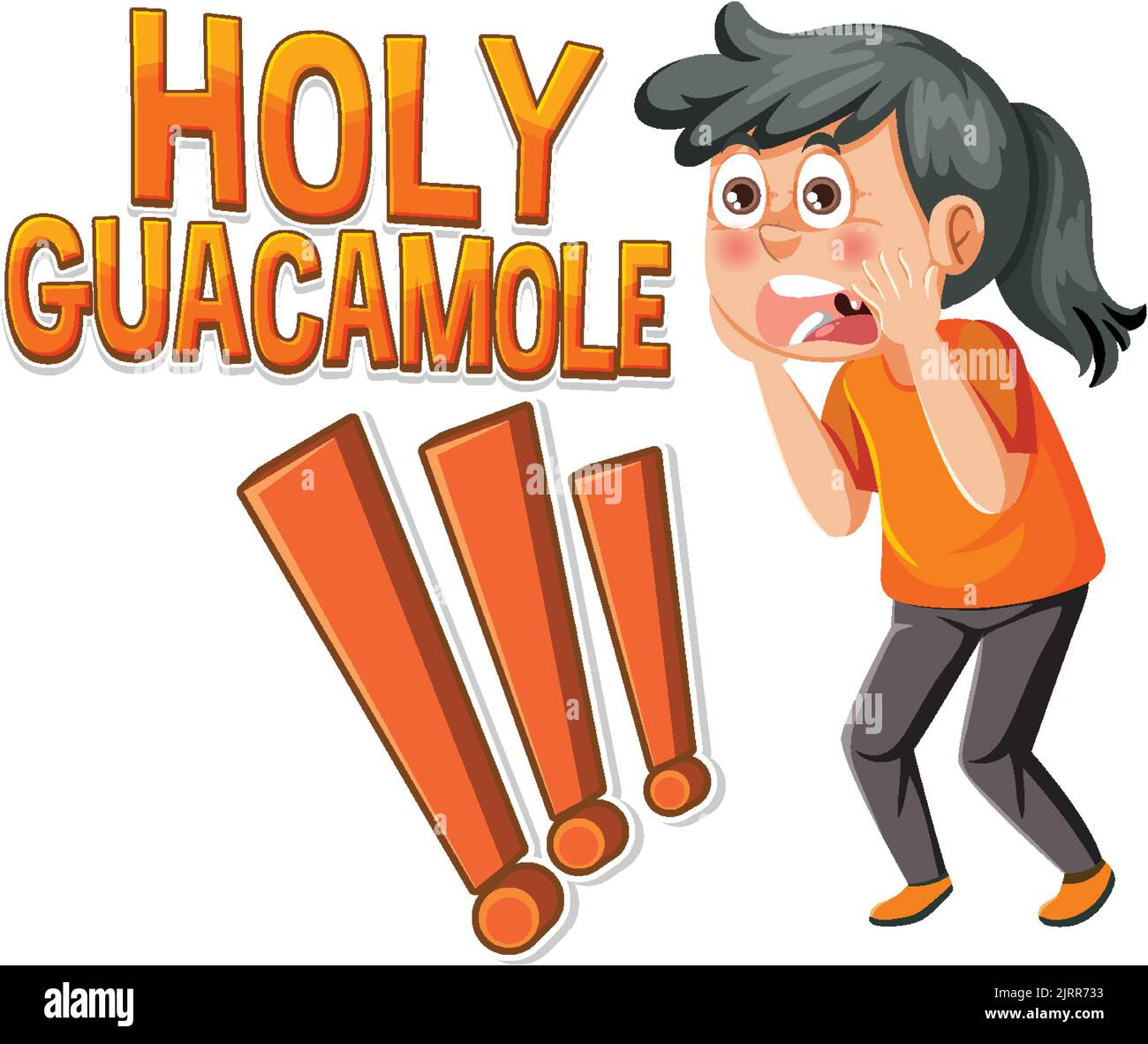 Cute cartoon character shouting holy guacamole icon illustration Stock ...