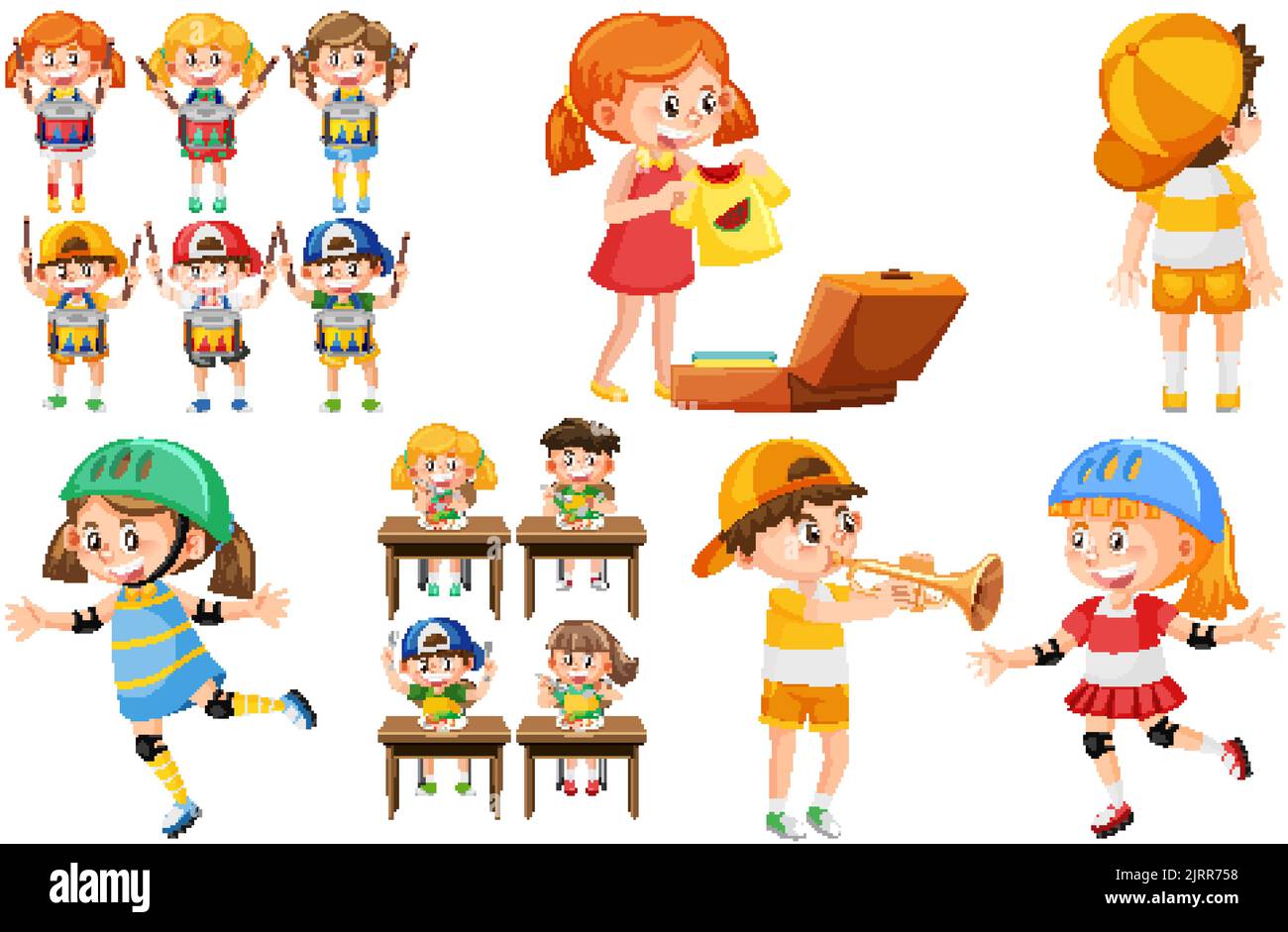 Set of children doing different activities illustration Stock Vector ...