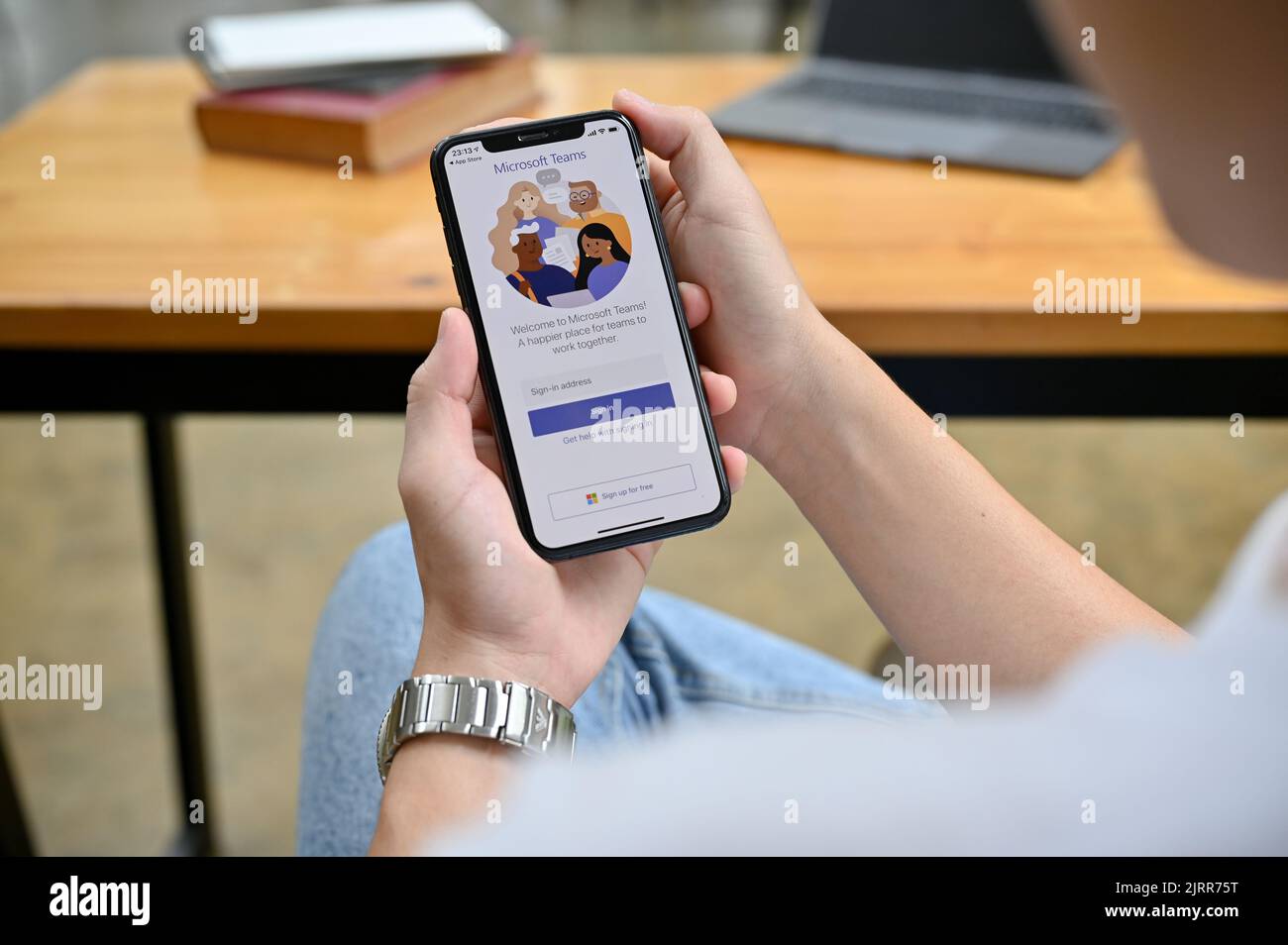 Chiangmai, Thailand - Aug 25 2022: A female using her smartphone to ...