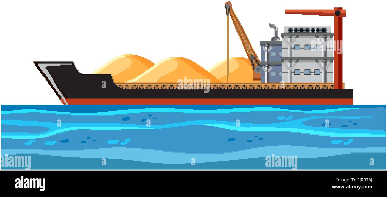 Cargo ship on the ocean illustration Stock Vector Image & Art - Alamy