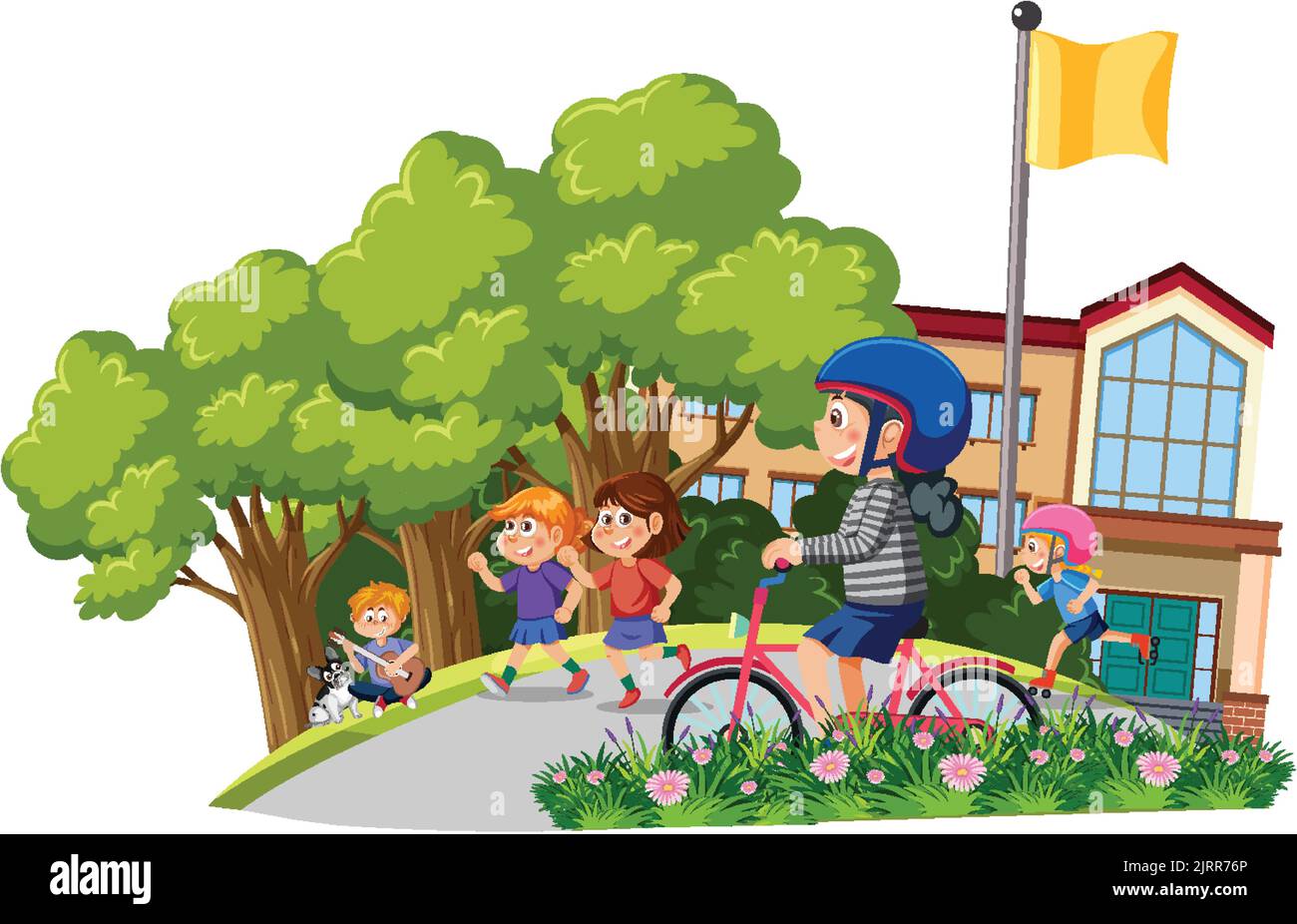 Outdoor with children people cartoon illustration Stock Vector Image ...