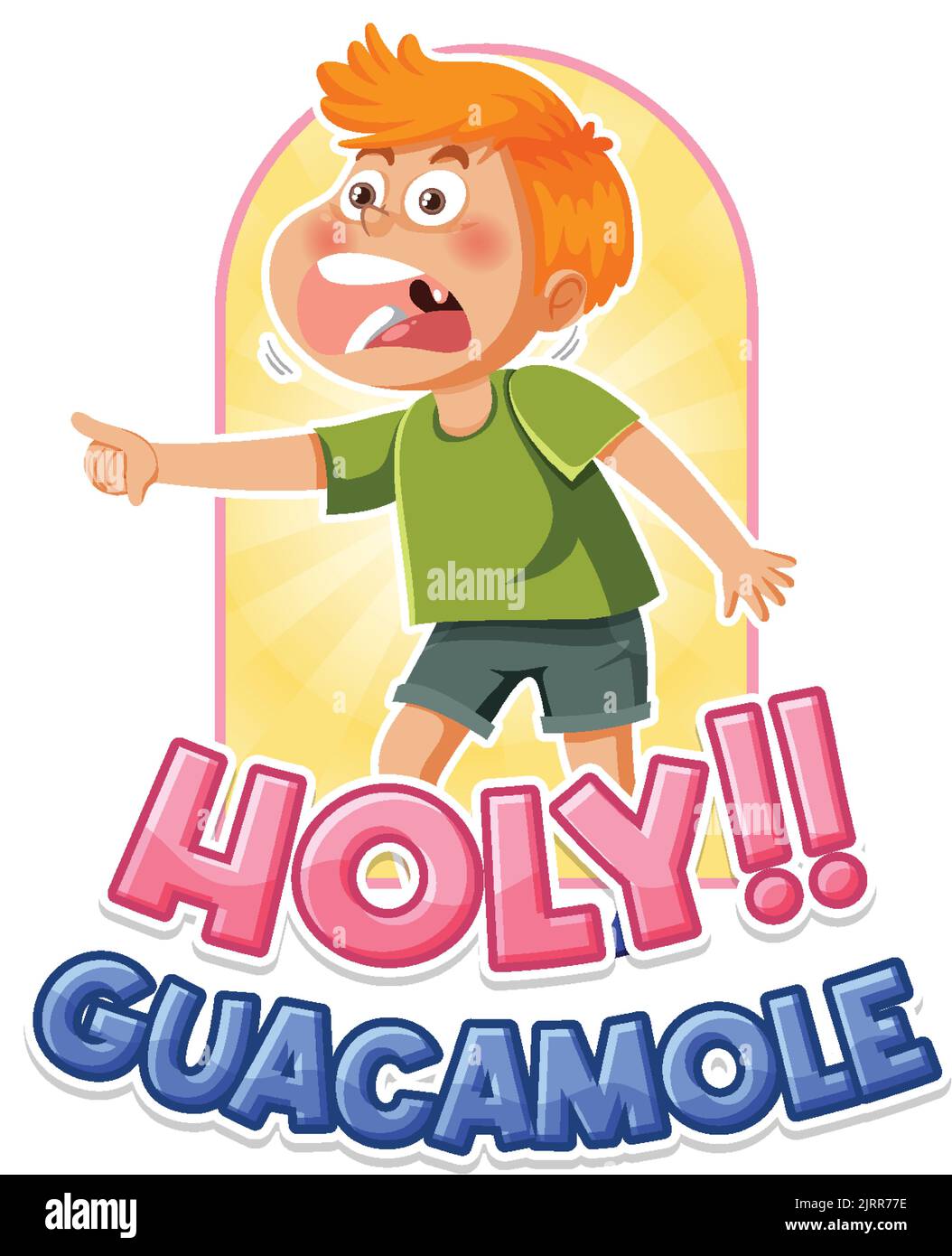 Cute cartoon character shouting holy guacamole icon illustration Stock ...